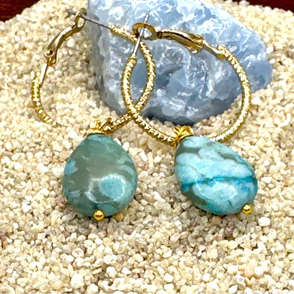 Alquimia | Jewelry | Larimar Drops Long Jeweled Earringsfaith And Trust ...